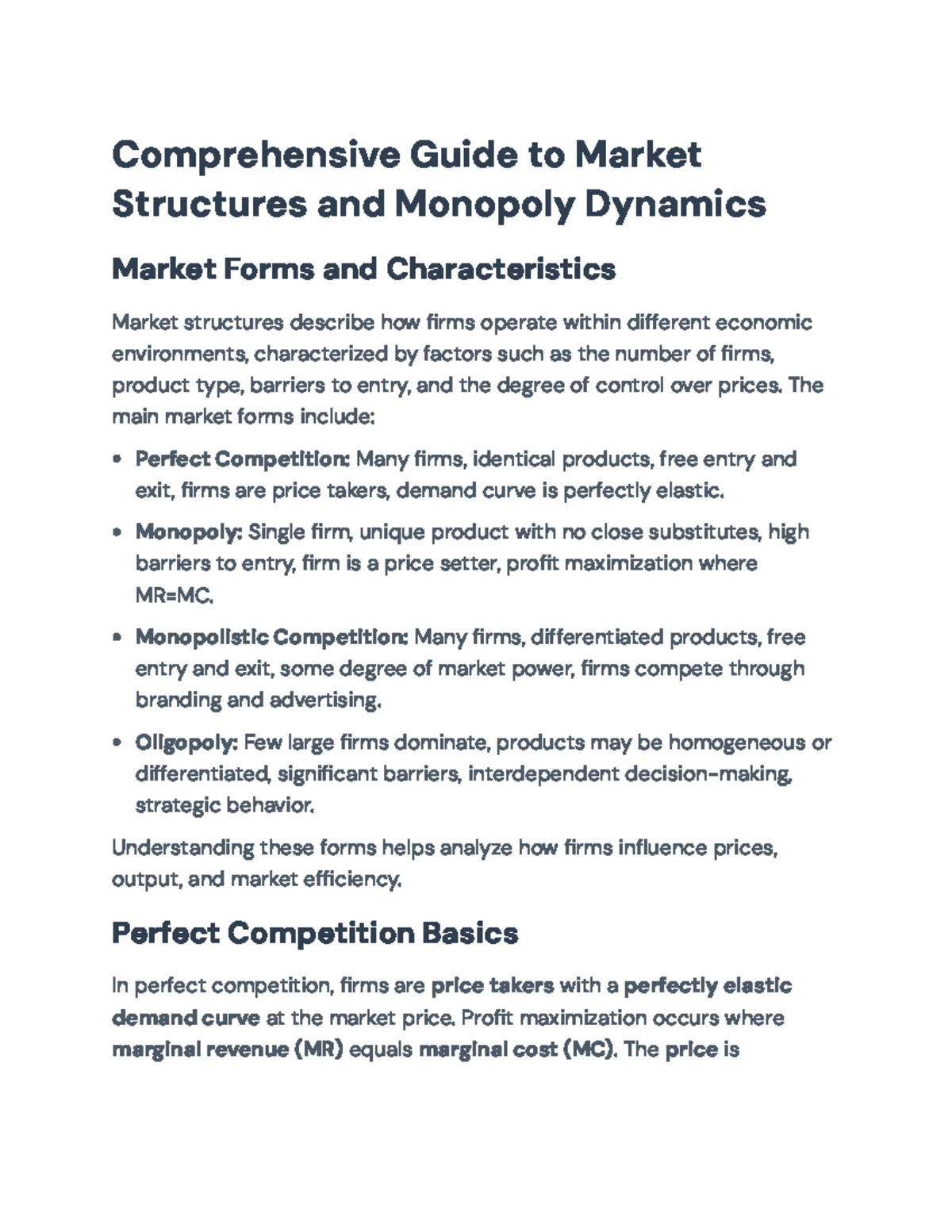 Comprehensive Guide to Monopoly & Market Structures Analysis (ECO 101 ...