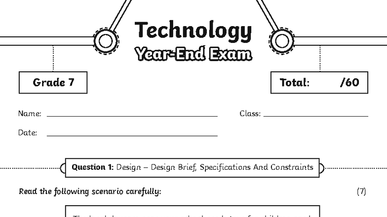 Grade 7 Technology Year-End Exam (Term 4) - Design & Systems - Studocu