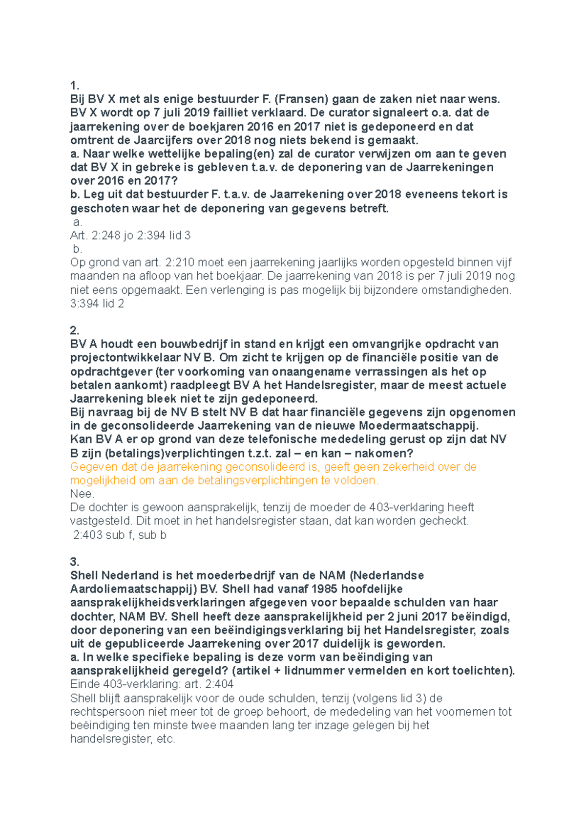 WC7 - Jaarrekeningen en Aansprakelijkheid Analyse - Studeersnel