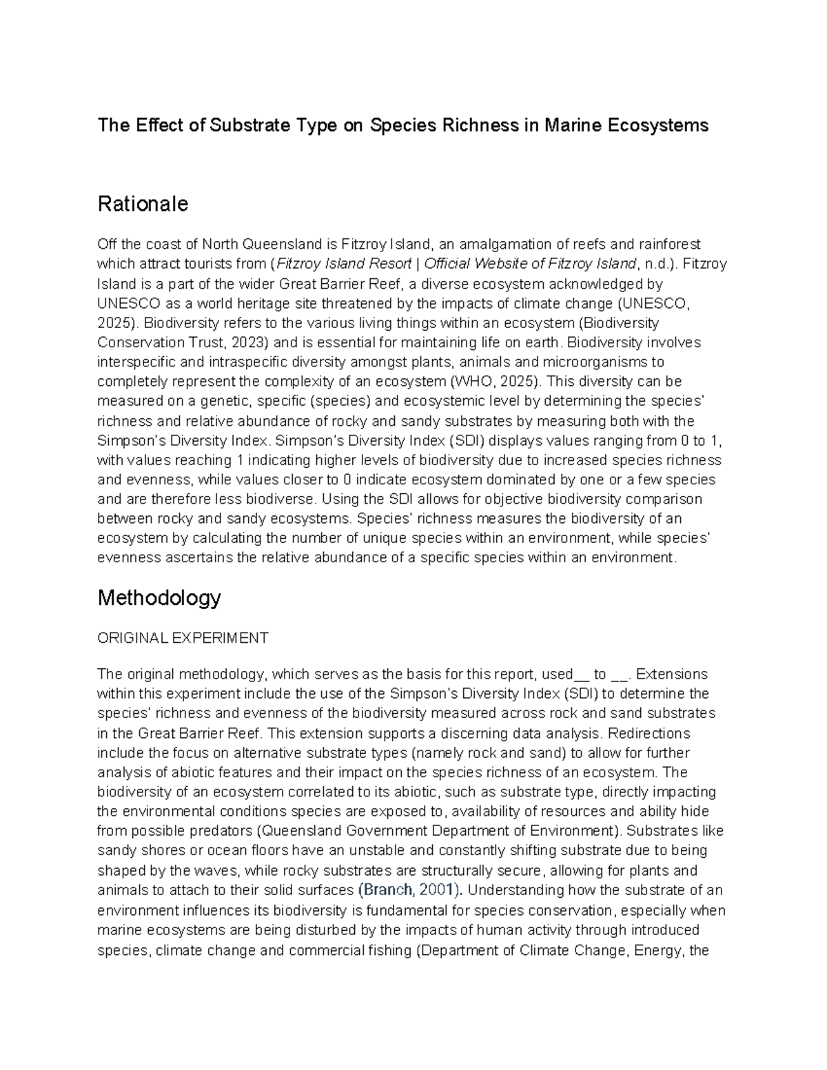 BIO IA1: Impact of Substrate Type on Marine Species Richness - Studocu