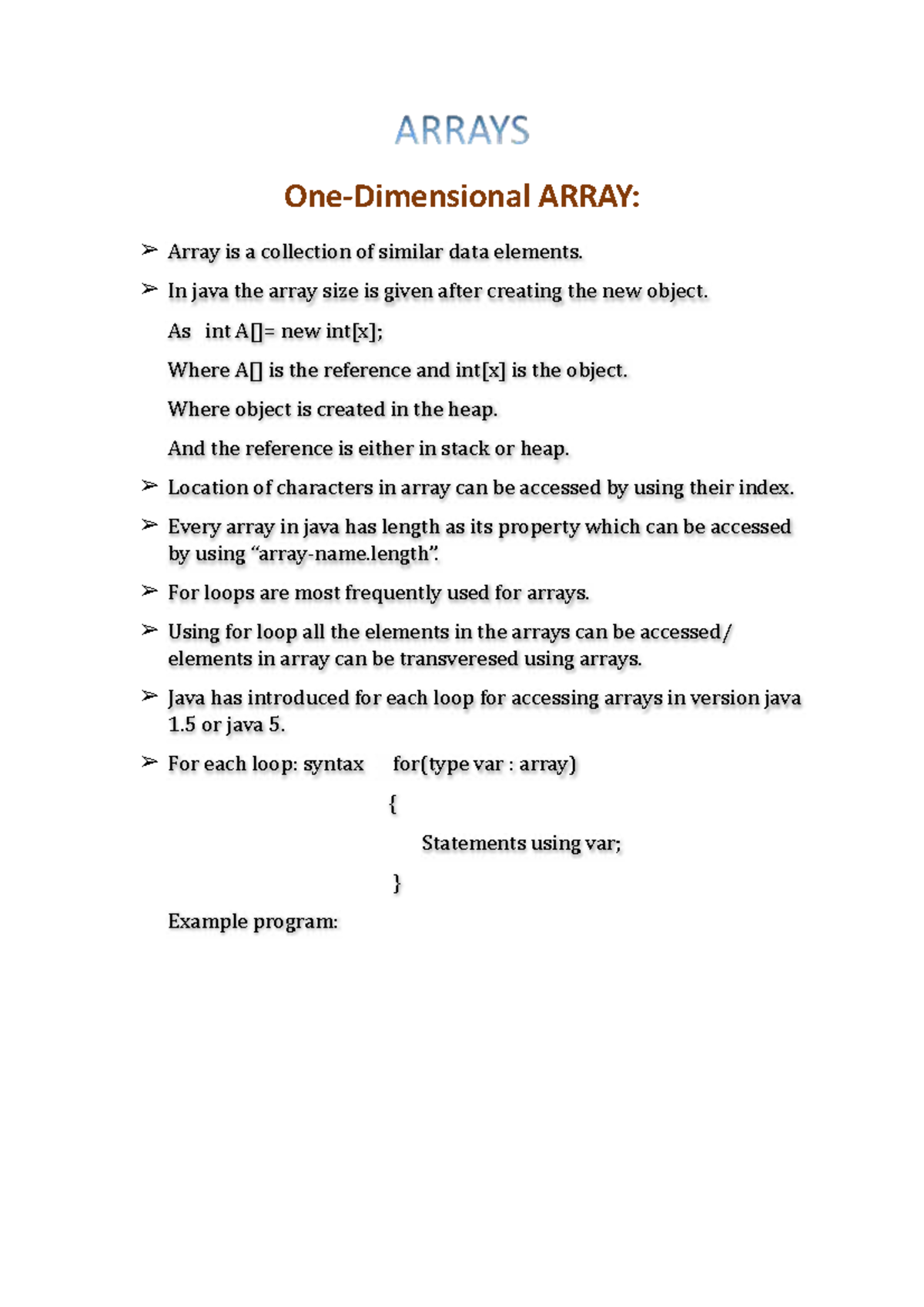 Java Arrays: Understanding Structure, Syntax, and Usage (CS101) - Studocu