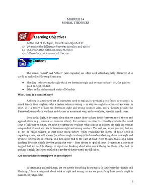 Ethics- Module-3 - NOTES - MODULE THREE: THE UTILITARIAN ETHICS At the ...