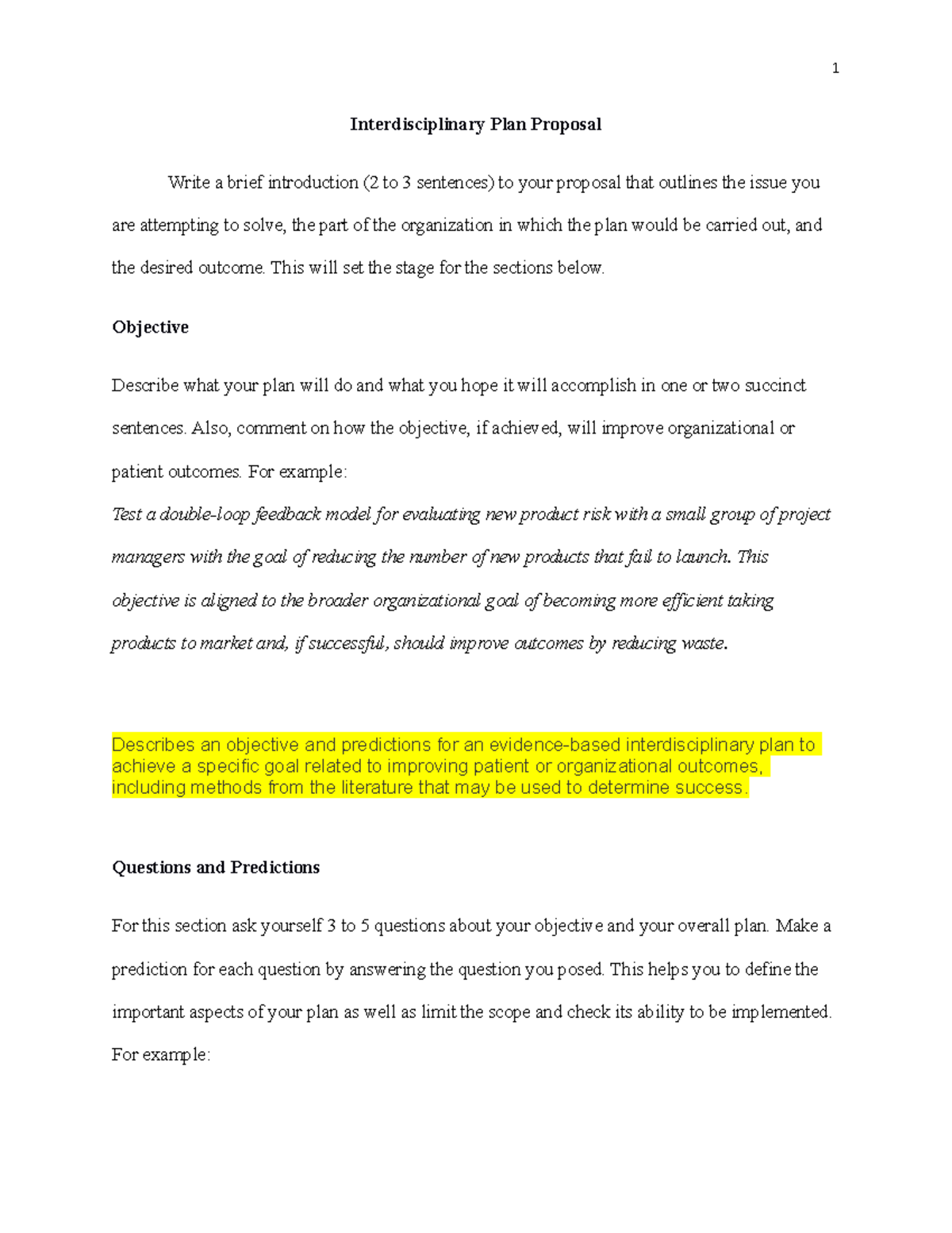 Interdisciplinary Plan Proposal: Strategies and Resources for Success ...