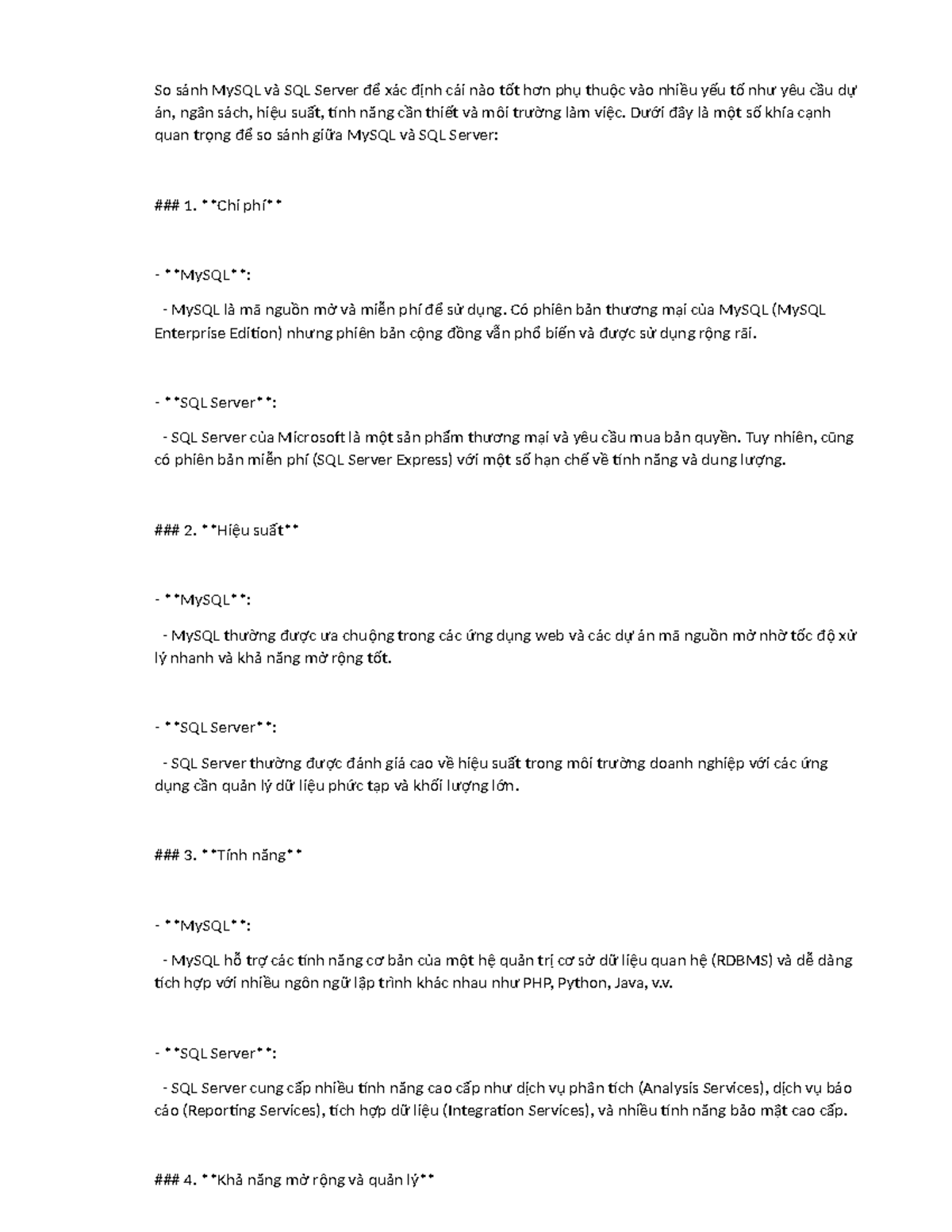 So sánh MySQL và SQL Server: Ưu nhược điểm và đánh giá 2023 - Studocu