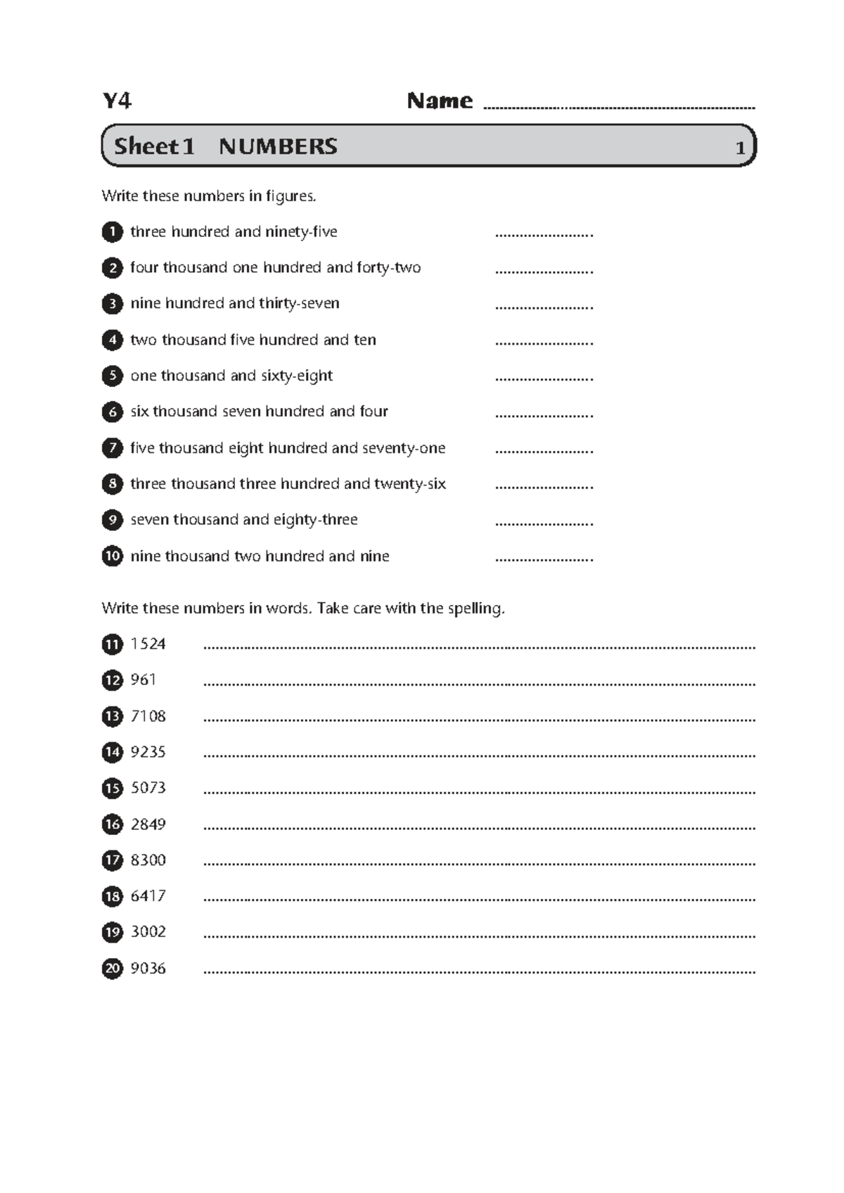 Y4 Maths Homework Sheets: Numbers, Rounding, and Multiplication - Studocu