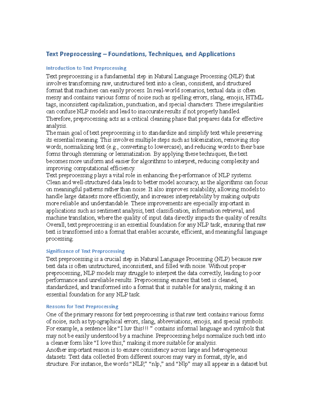 Text Preprocessing Techniques in NLP: Foundations and Applications ...