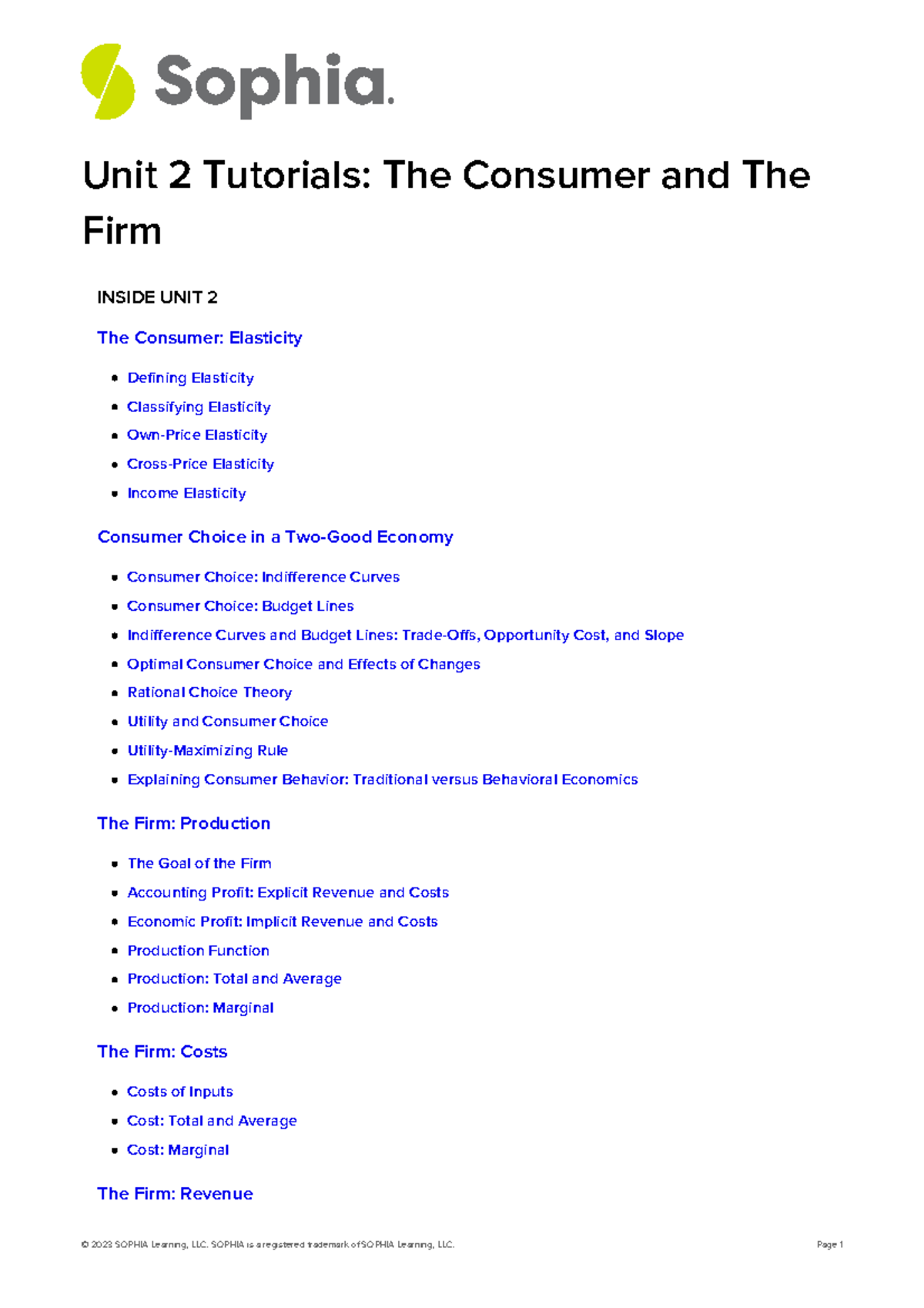 Unit 2 Tutorials: Understanding Elasticity and Firm Behavior - Studocu