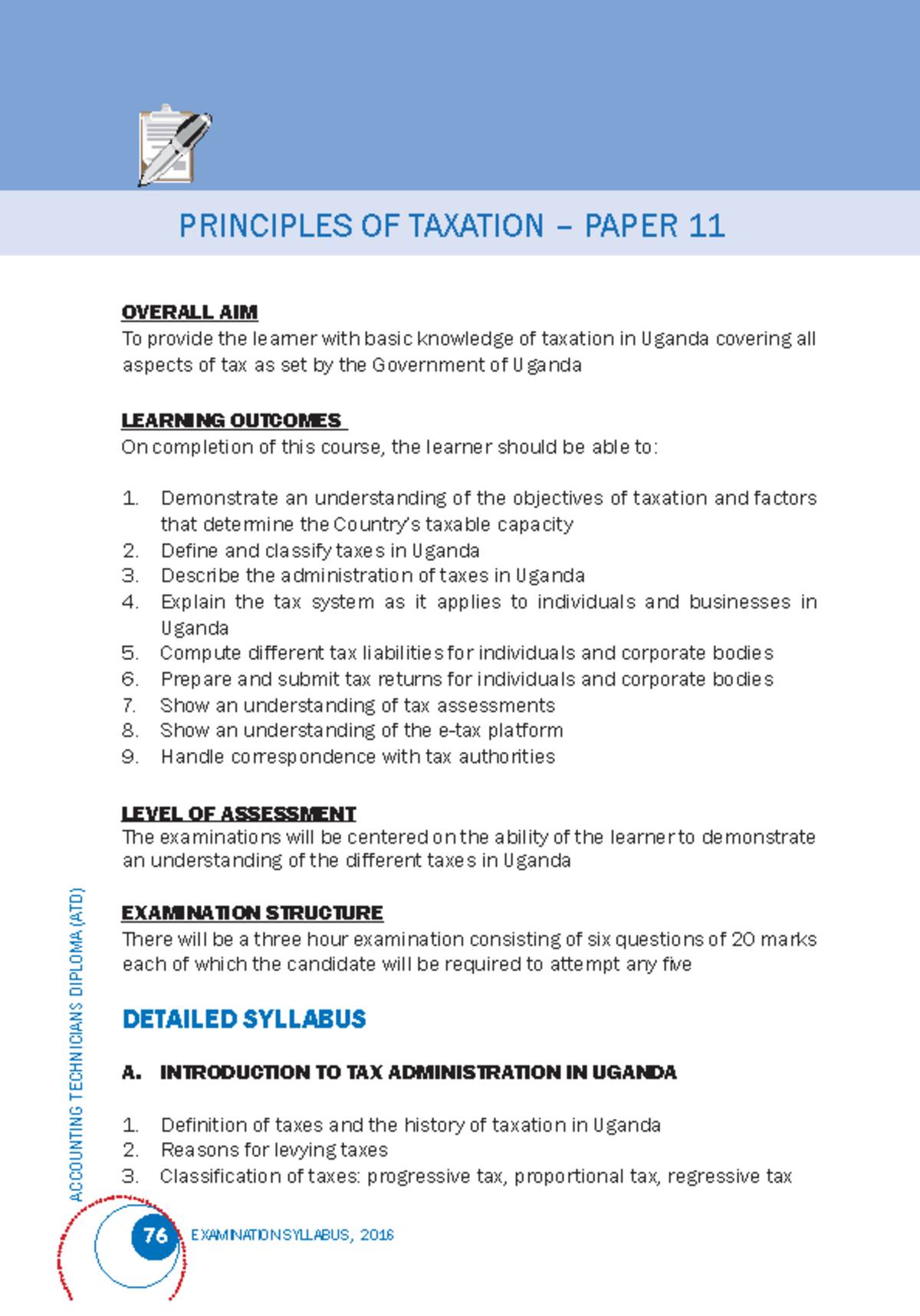 ATD Paper 11 - Comprehensive Taxation Notes for Uganda - Studocu