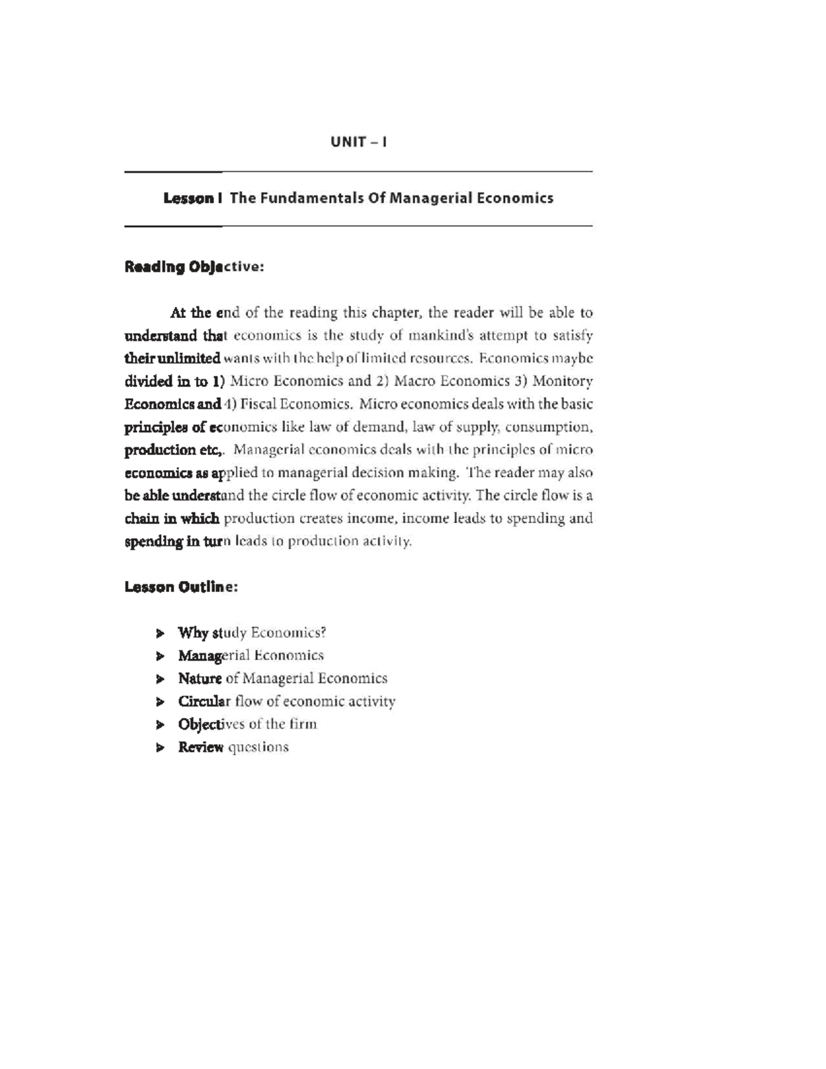 Managerial Economics Unit 1: Fundamentals and Demand Analysis - Studocu
