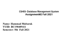 CS403 ERD Generalization Quiz Answers - CS403 - Database Management Systems (ERD & - Studocu