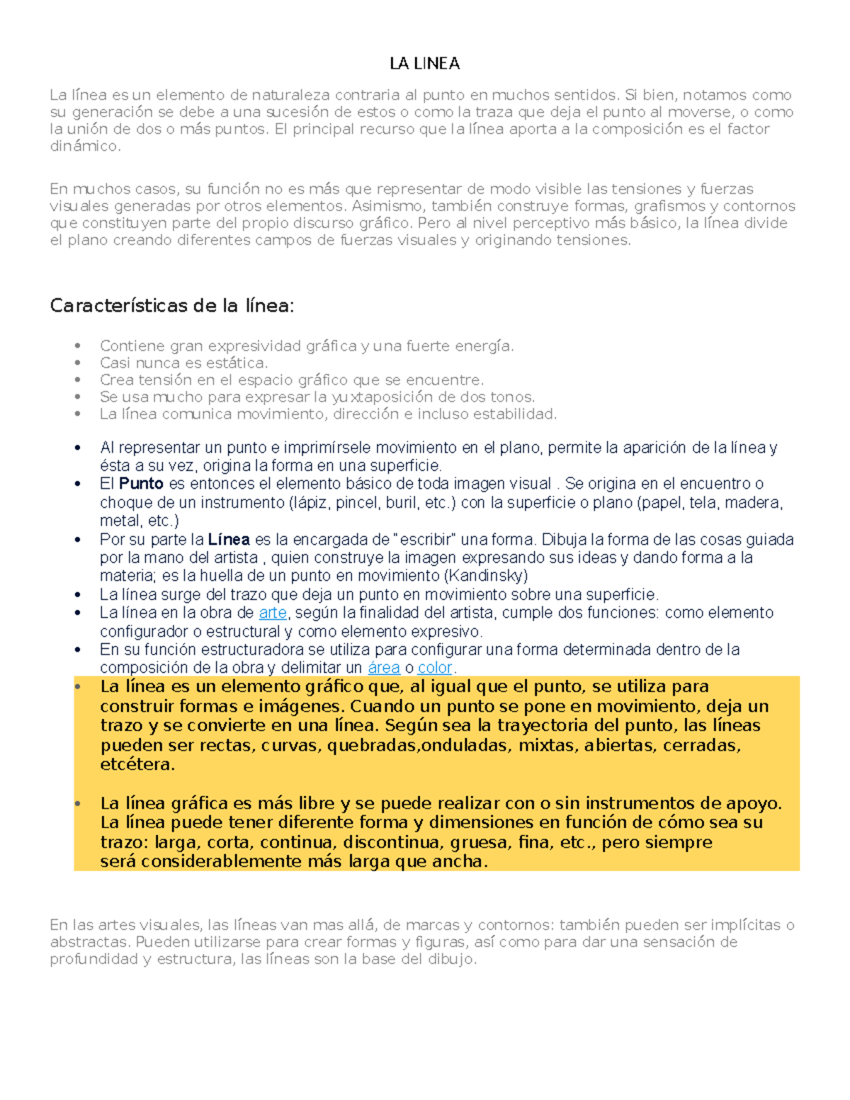 LA Linea: Elemento Gráfico Fundamental en Composición Visual - Studocu