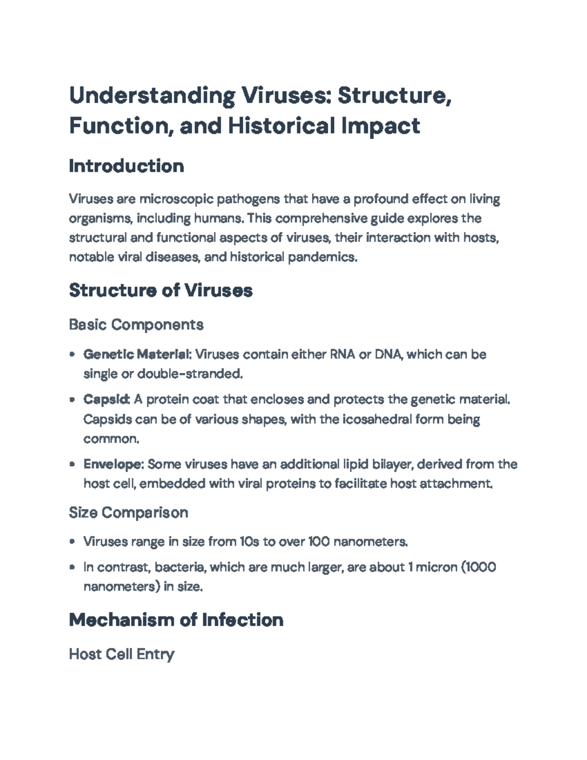 Viruses: Structure, Function, Infection Mechanisms, and Historical ...