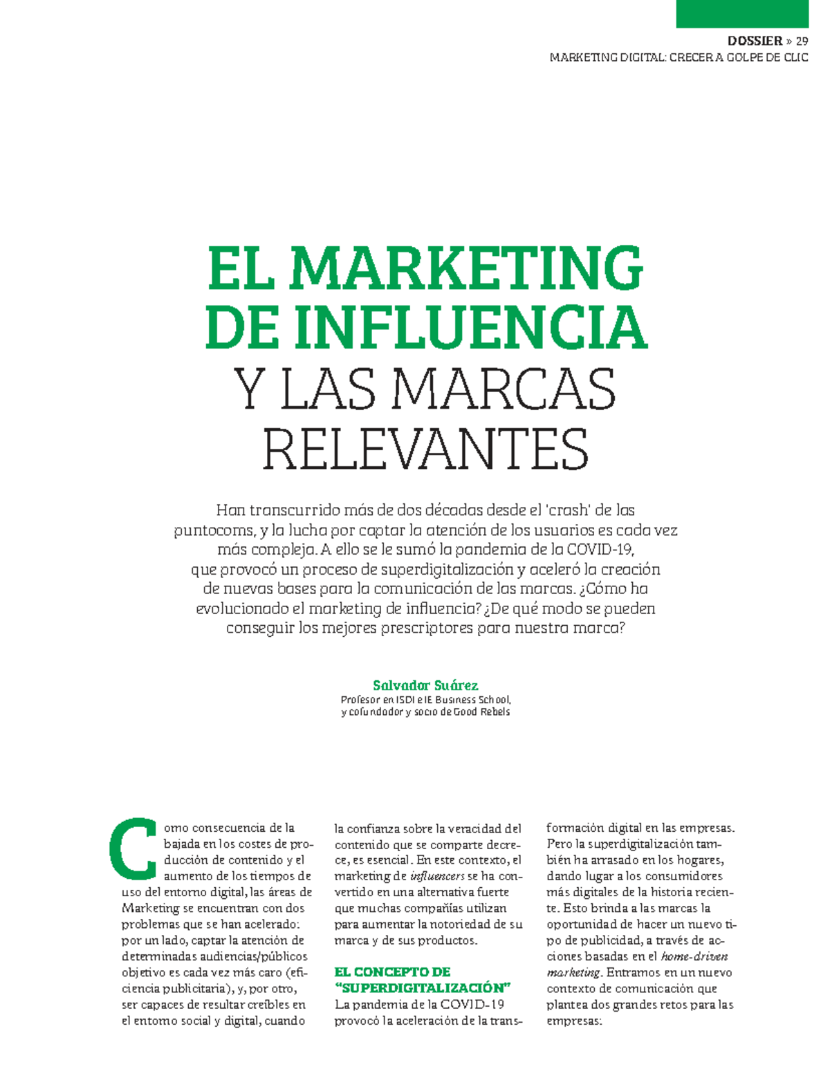 DOSSIER 29: MARKETING DIGITAL - INFLUENCIA Y MARCAS RELEVANTES - Studocu