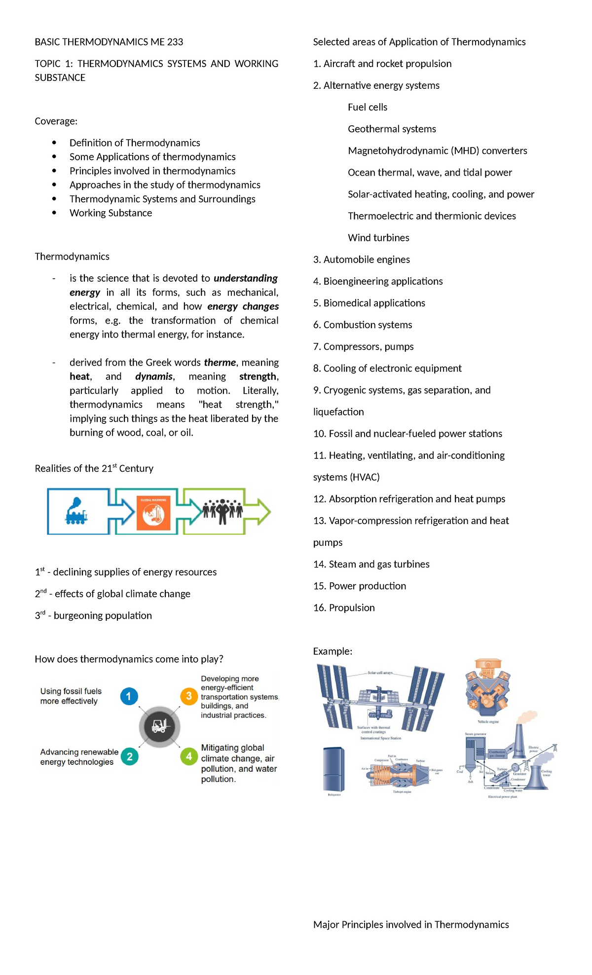 ME 233 Lecture Notes: Basic Thermodynamics - Topics 1 & 2 Overview ...