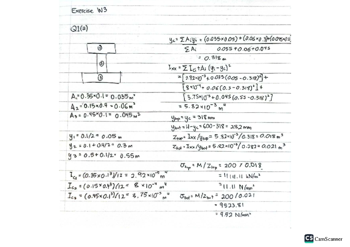 Exercise W3: Section Analysis and Calculations - Studocu