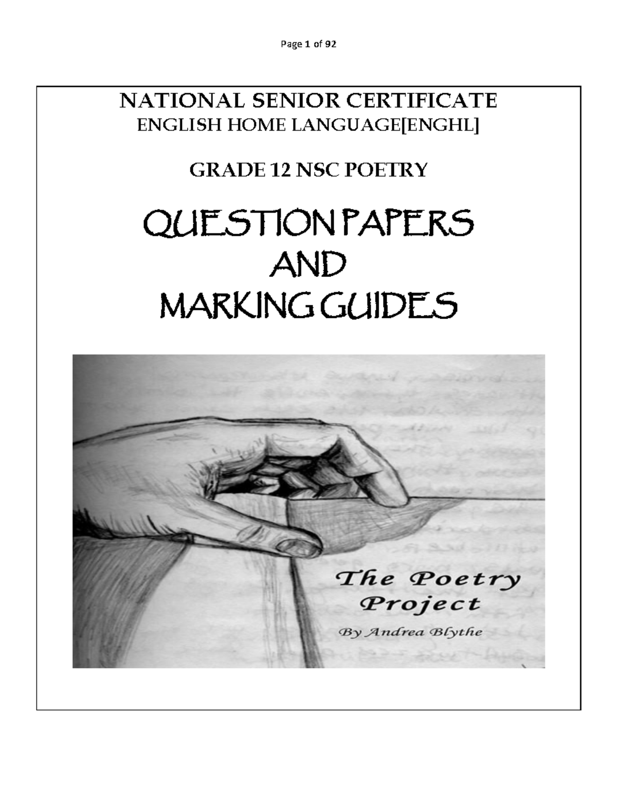 NSC Grade 12 Poetry QP & Marking Guide - Sonnet 130 & Others - Studocu