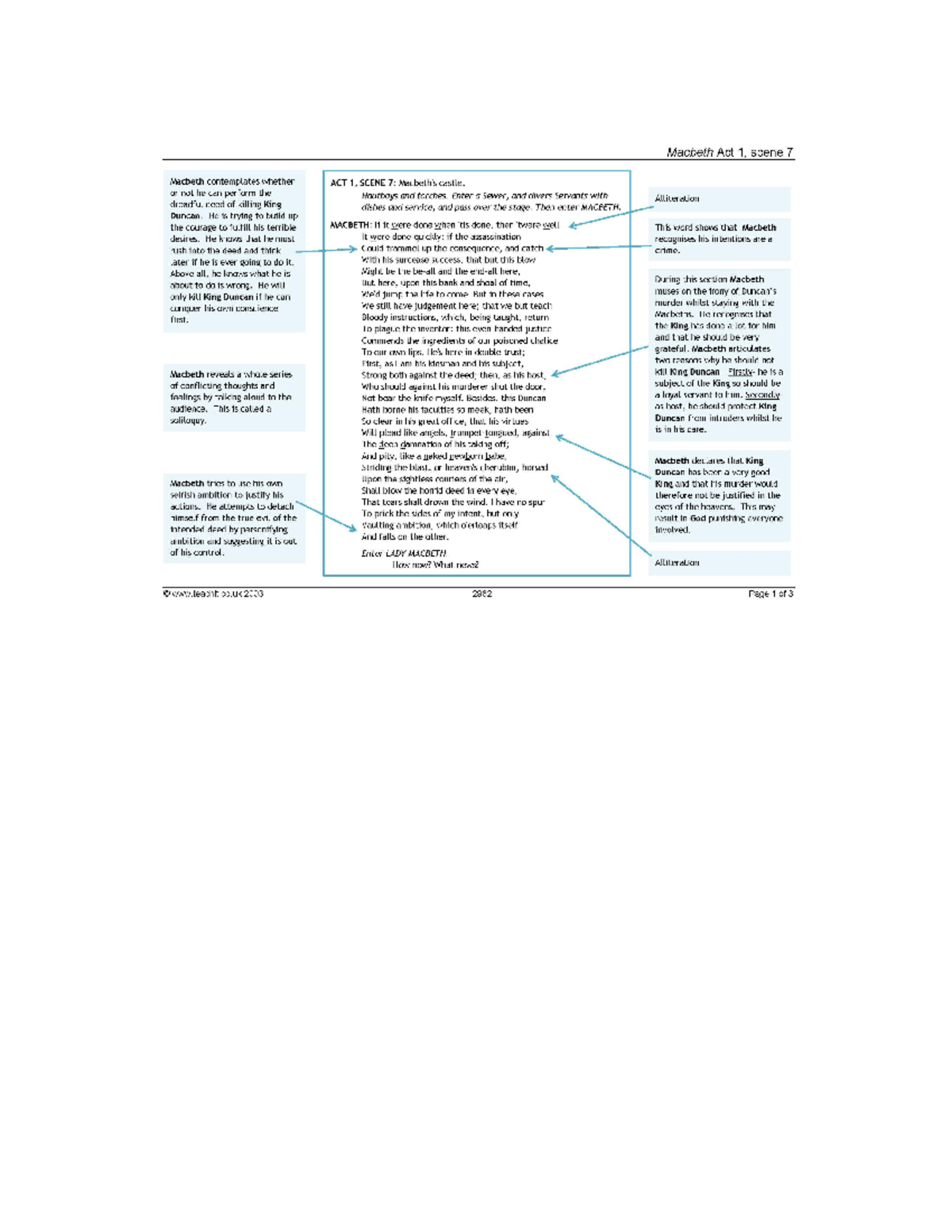 Mcbeth analysis act 1 scene 7 - Macbeth Act 1, scene 7 Macbeth ...