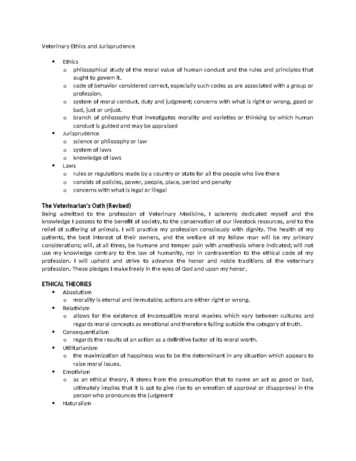 Veterinary Ethics and Jurisprudence: A Comprehensive Overview - Studocu