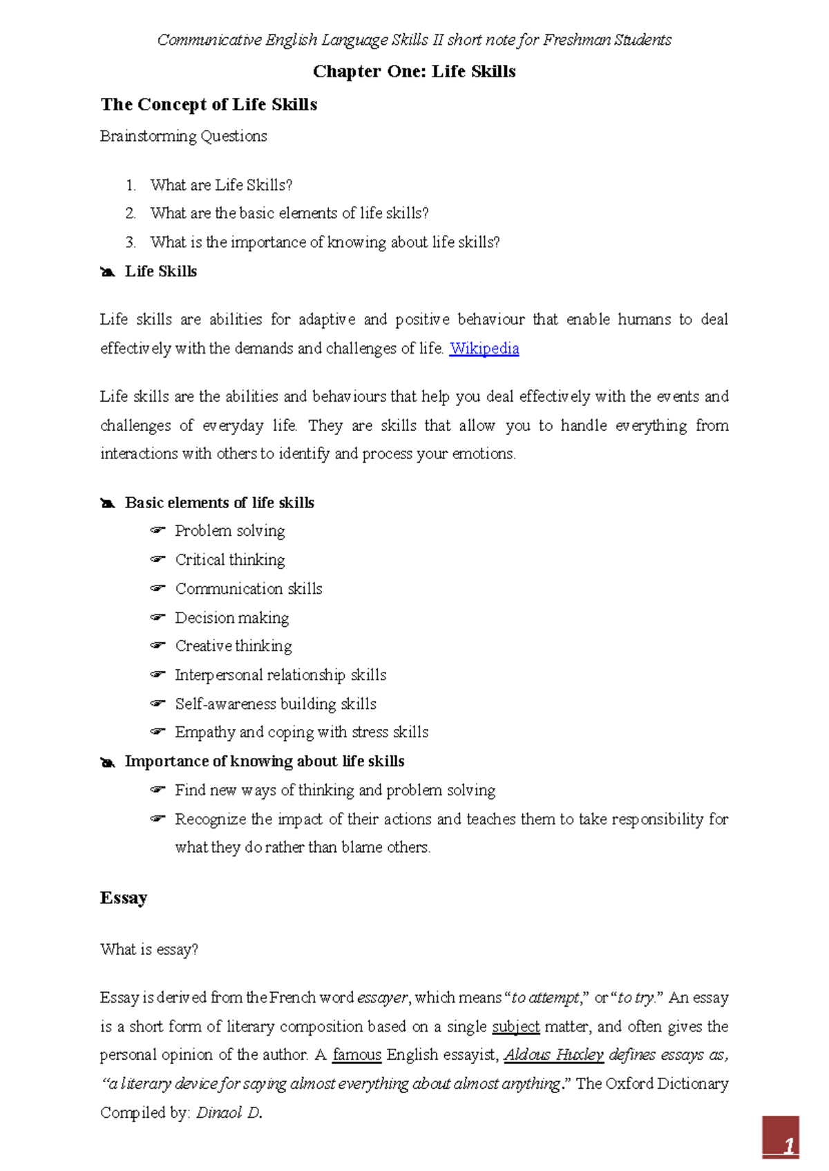 Communicative English Skills II: Summary & Life Skills Insights - Studocu