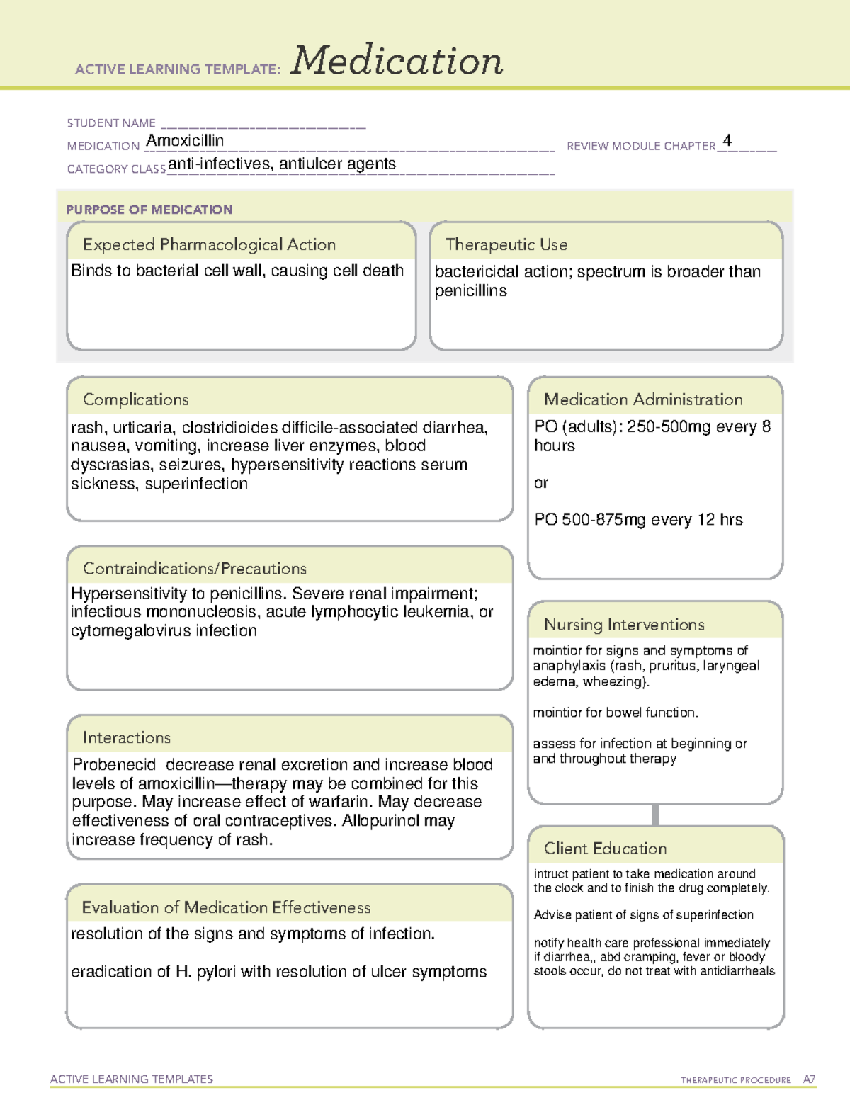 Amoxicillin - Mental health medication - ACTIVE LEARNING TEMPLATES ...