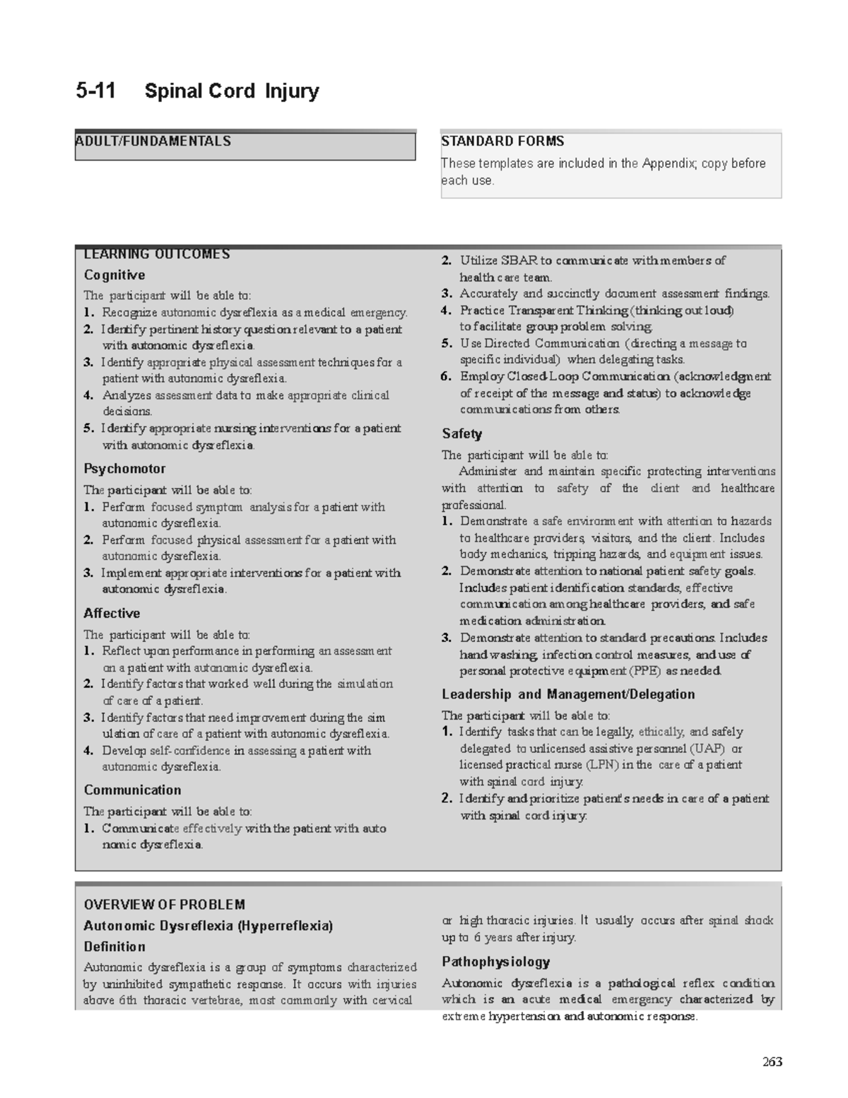 Spinal Cord Injury SIM Prework: Understanding Autonomic Dysreflexia ...