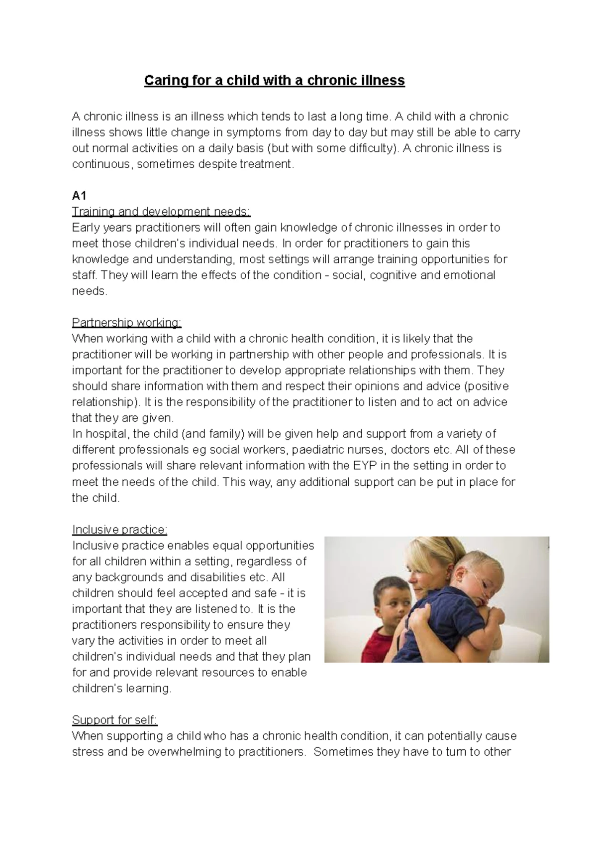 The role of the EYP supporting children who are chronically ill ...