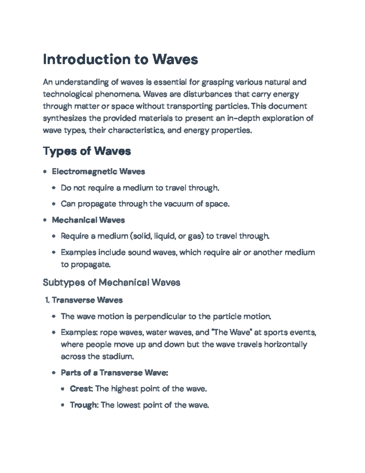 Understanding Waves: Types, Characteristics, and Energy Properties ...