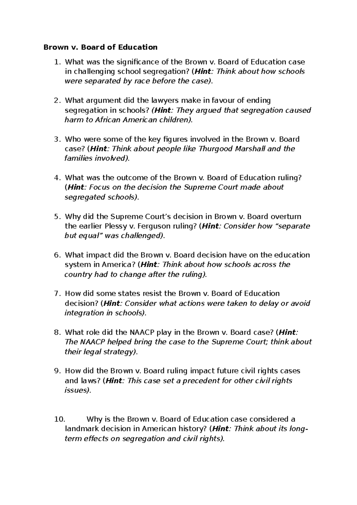Brown v. Board of Education: Key Insights & Significance in Civil ...