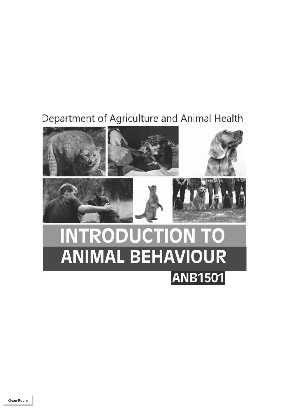 ANB1501: Human-Animal Bond and Animal Behavior - Studocu