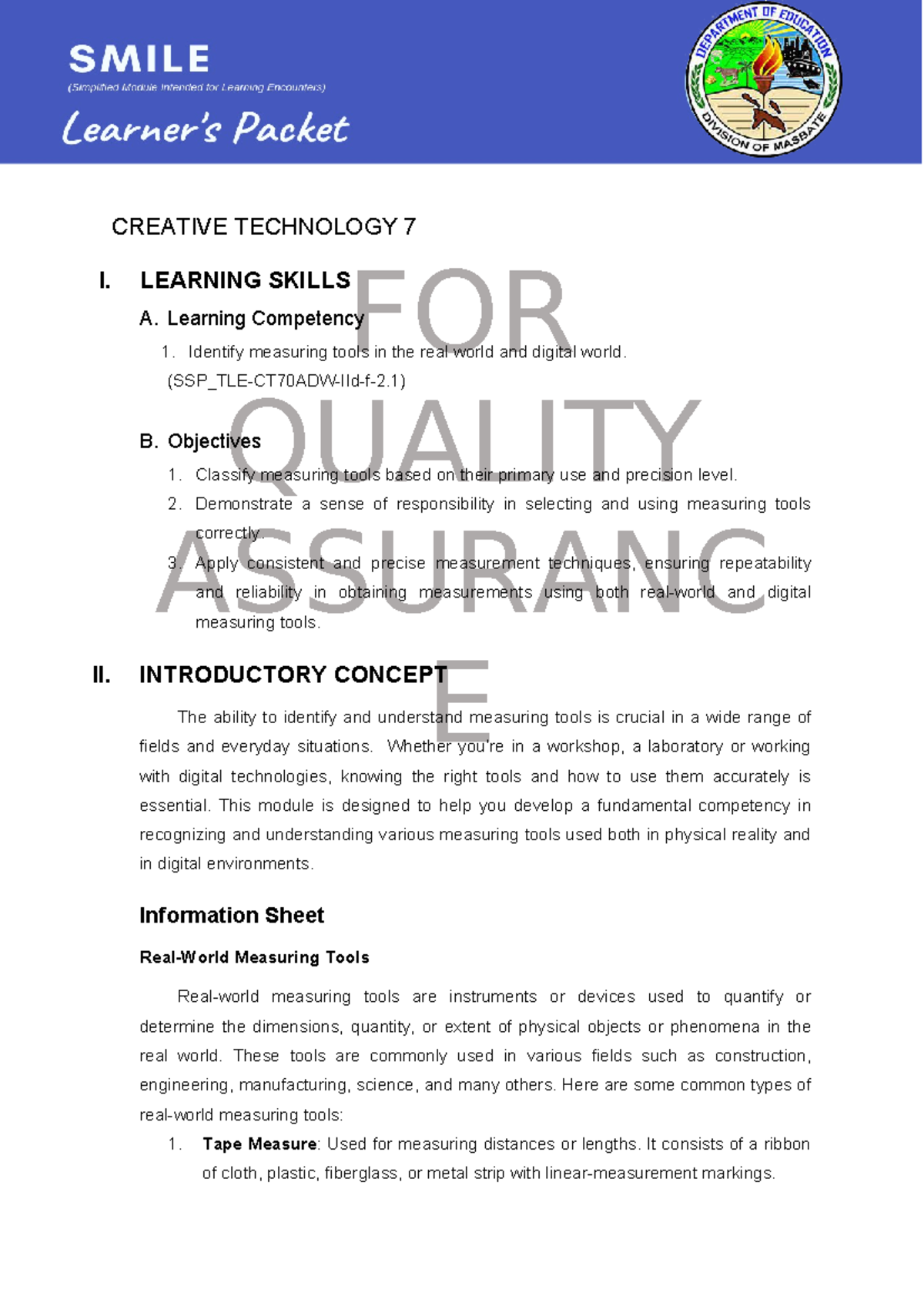 Grade 7 Creative Technology: Real and Digital Measuring Tools Guide ...