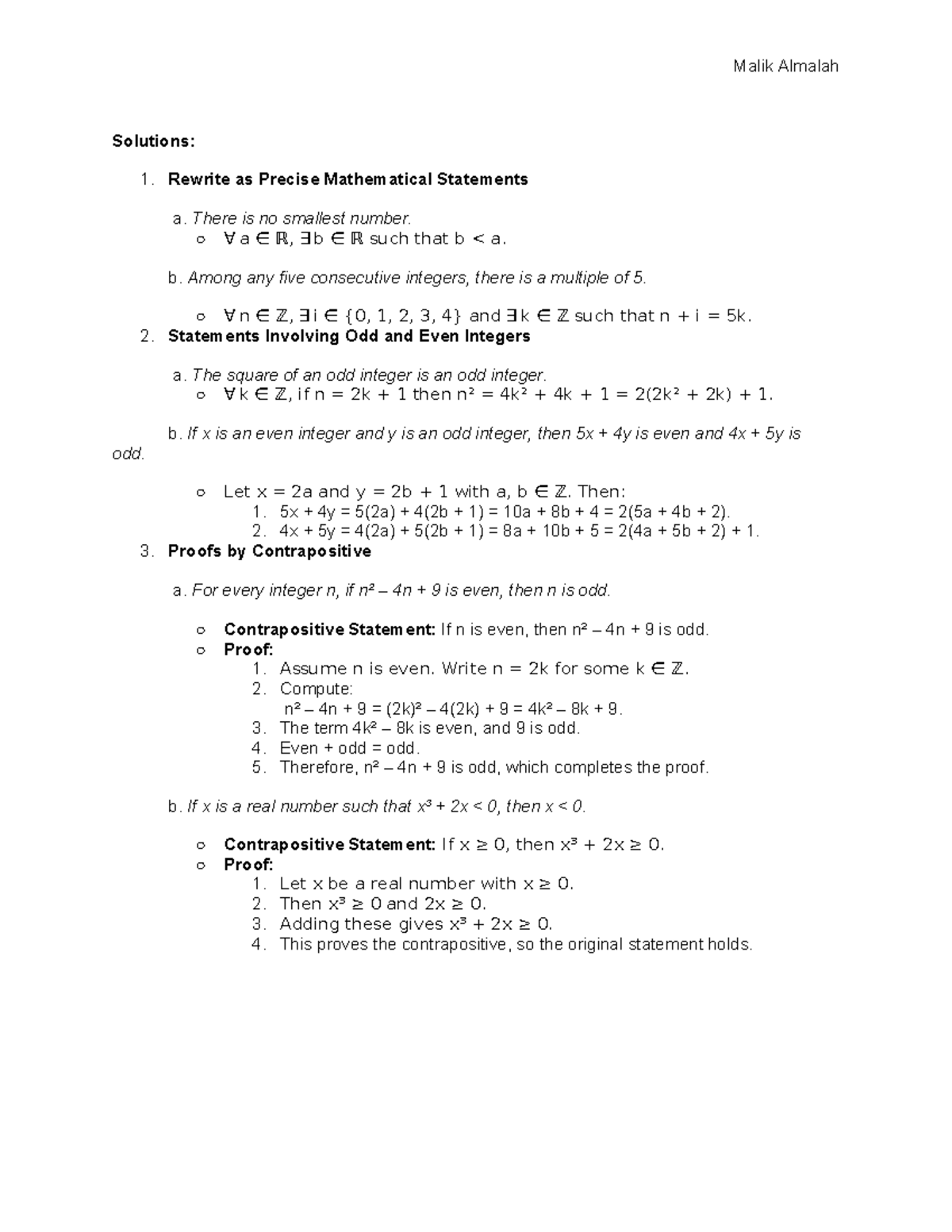 MAT101 Module 2 Exercise: Mathematical Statements & Proofs - Studocu