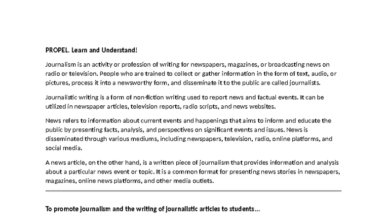 Journalism 101: Understanding News Writing and Ethics - Studocu