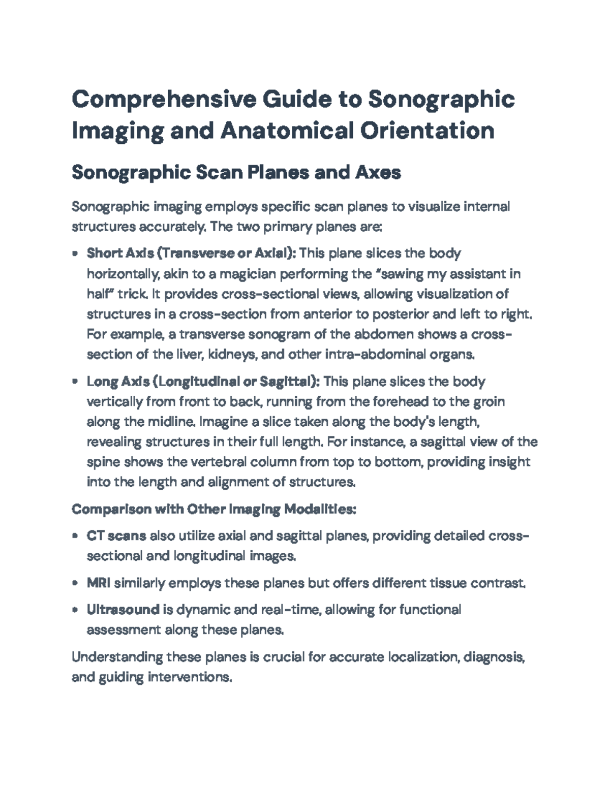 Comprehensive Guide to Sonographic Imaging: Scan Planes & Anatomy ...