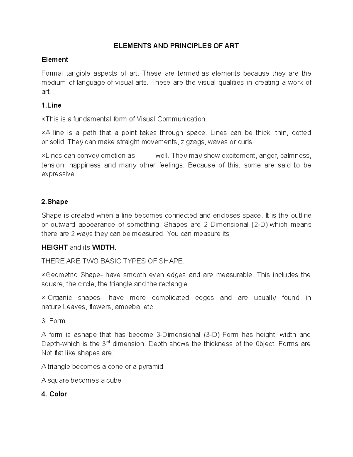 Elements and Principles of Art: A Comprehensive Overview - Studocu