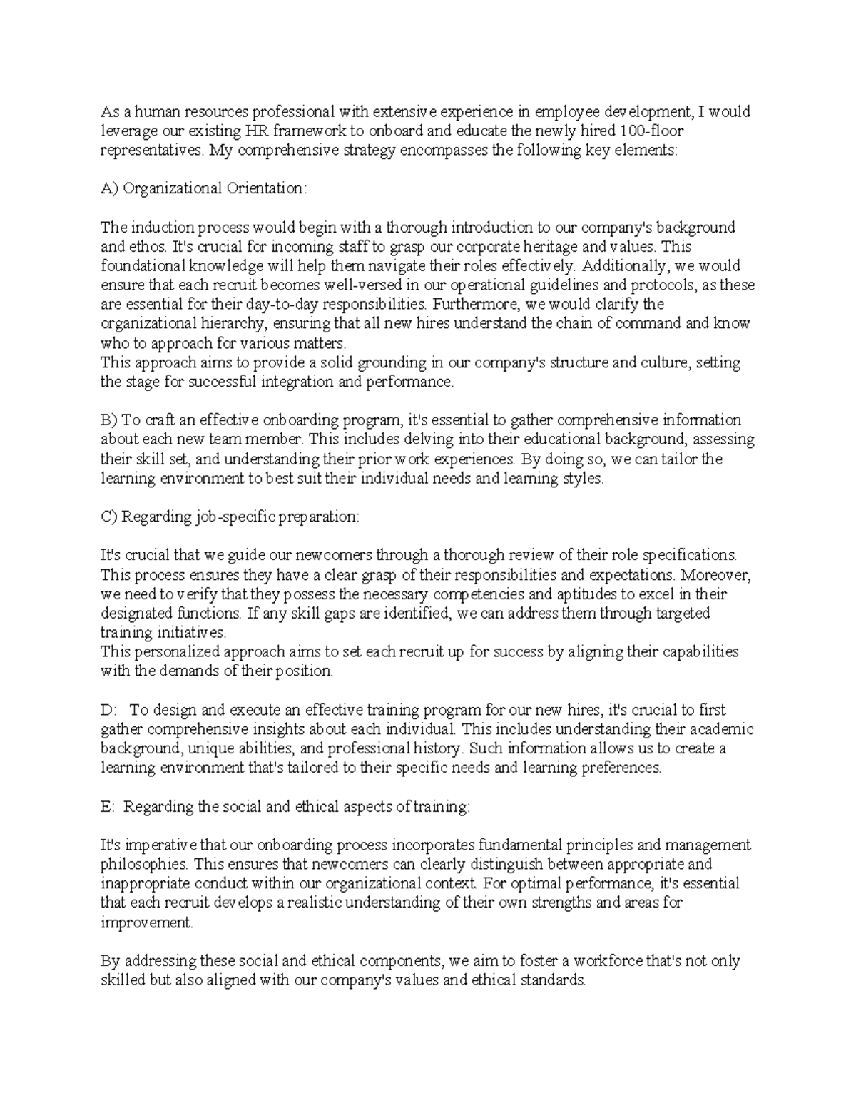 Vem1 Task 1 - Comprehensive Onboarding Strategy for New Hires - Studocu