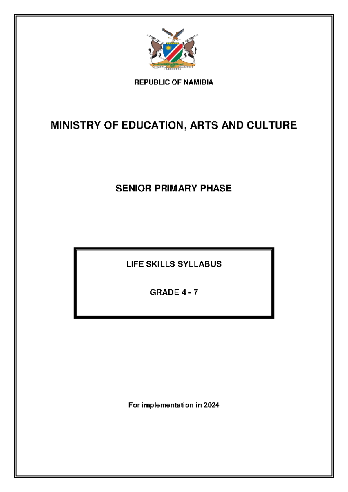 SP Life Skills Syllabus (Grades 4-7) for 2024 Implementation - Studocu