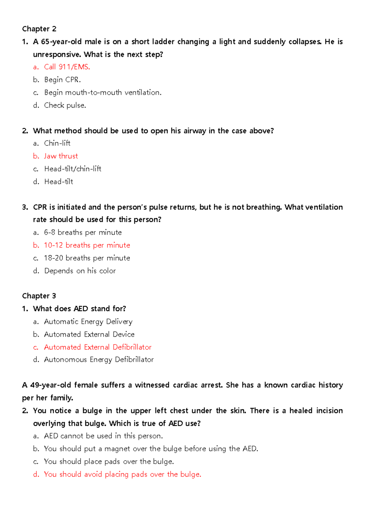 BLS Chapter Notes: Key Concepts and Guidelines for CPR and AED Use ...