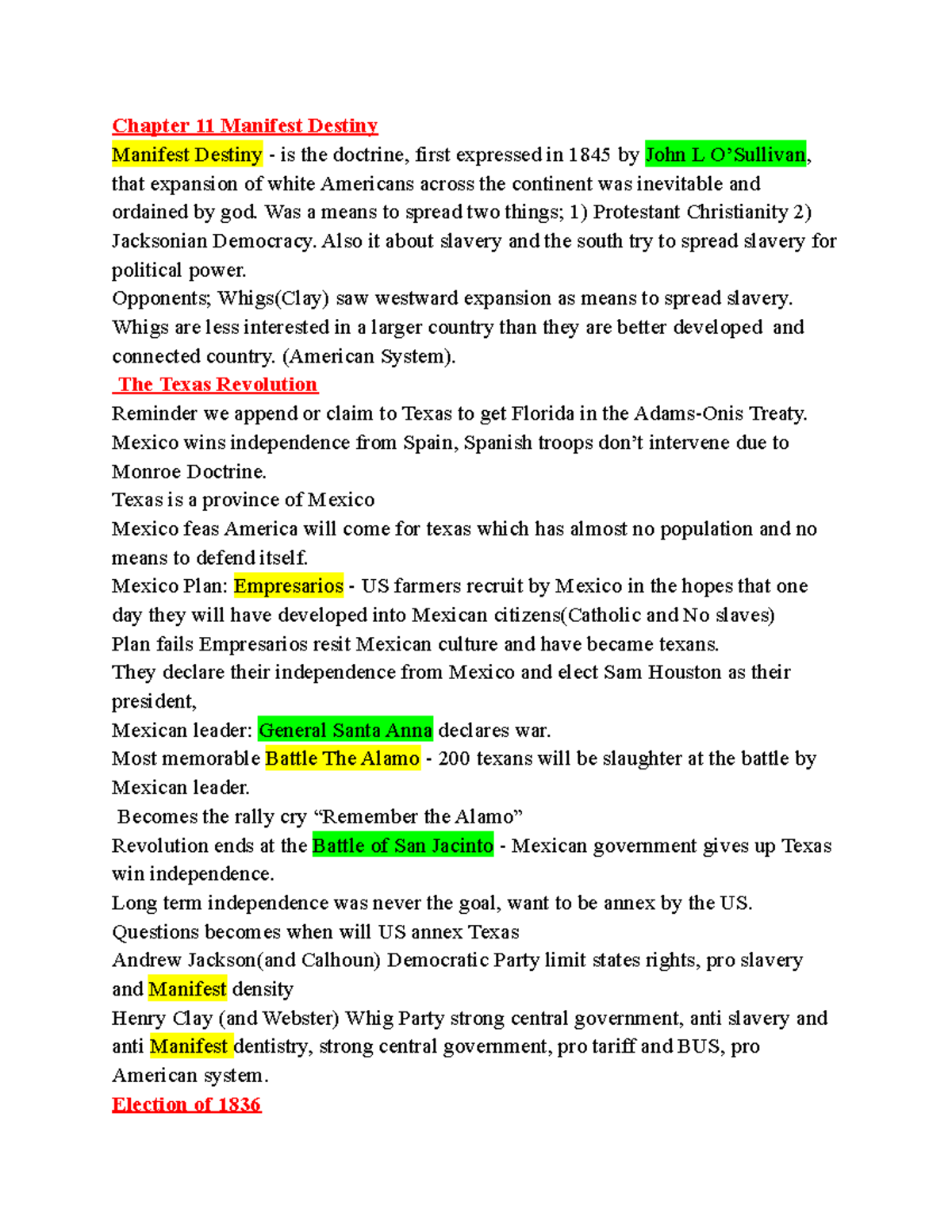 Chapter 11: Manifest Destiny and Its Impacts on U.S. History - Studocu
