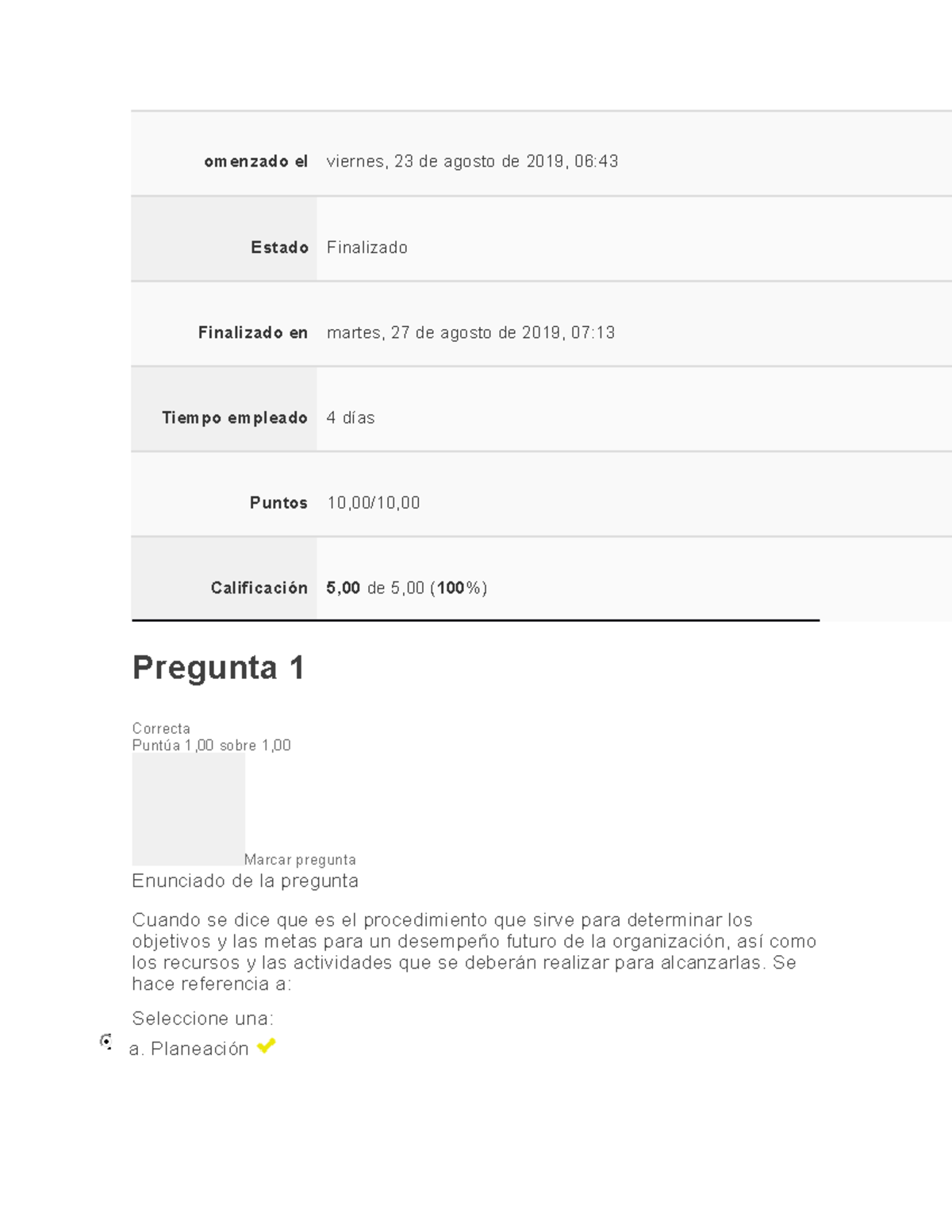 Examen Unidad 1: Procesos y Teorías Administrativas DCGR - Studocu