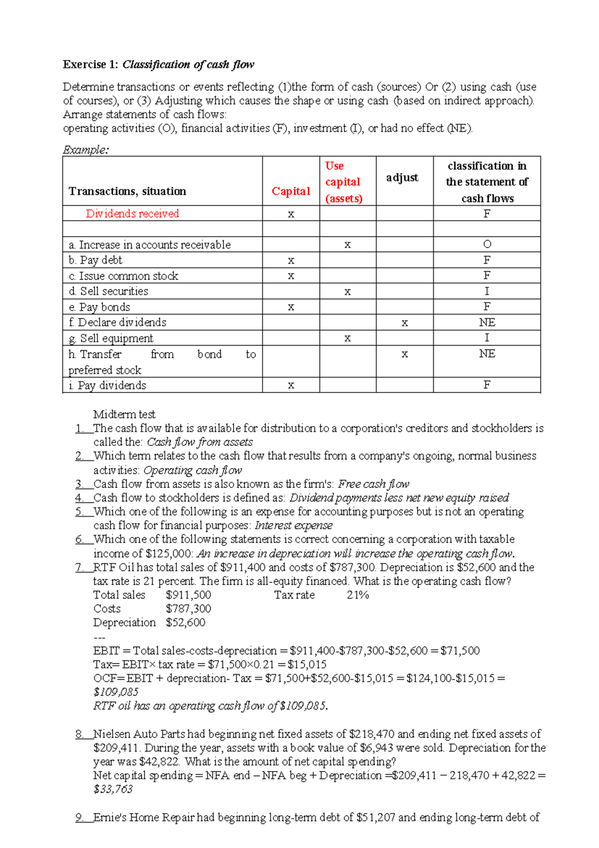 645652001 Midterm Exercise 1: Cash Flow Classification Overview - Studocu