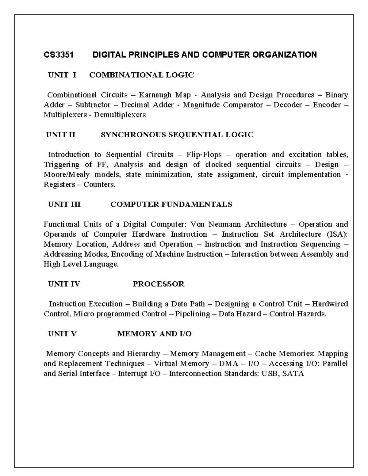 CS3351-Important Questions for Digital Principles & Computer ...