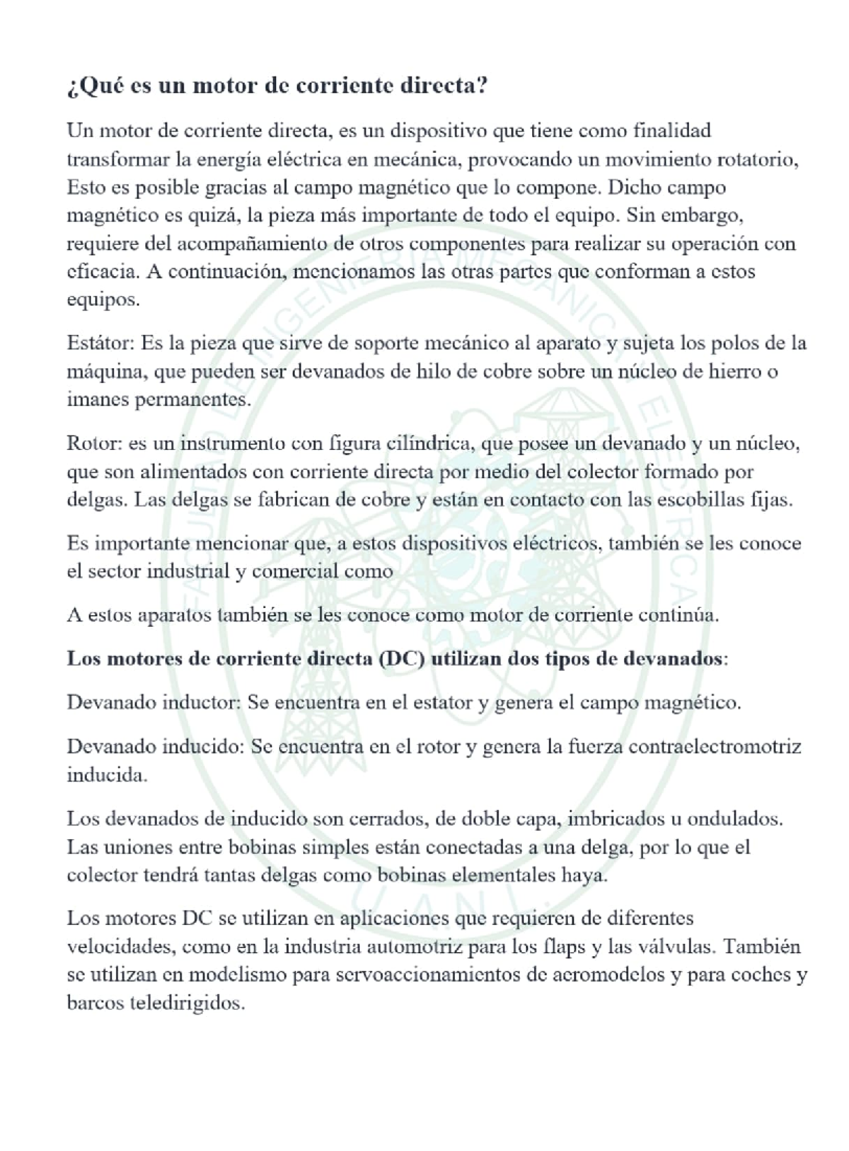 Motores de CD - Actividad de tarea - ¿Qué es un motor de corriente ...