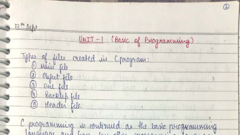 Unit 1: Basics of C Programming - Key Concepts and File Types - Studocu