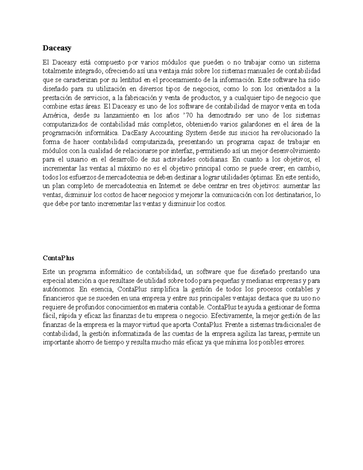 Análisis de Software Contable: Daceasy y ContaPlus - Practica Final ...