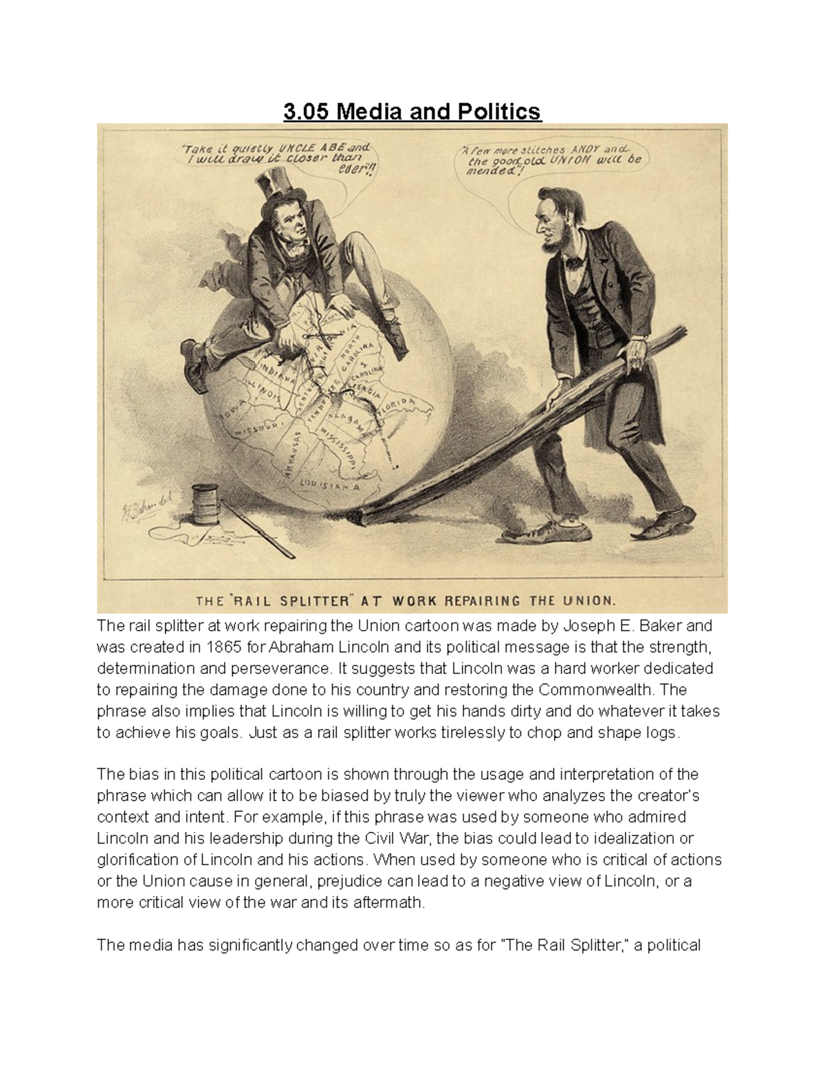 3.05 Media and Politics: Analyzing Political Cartoons and Bias - Studocu