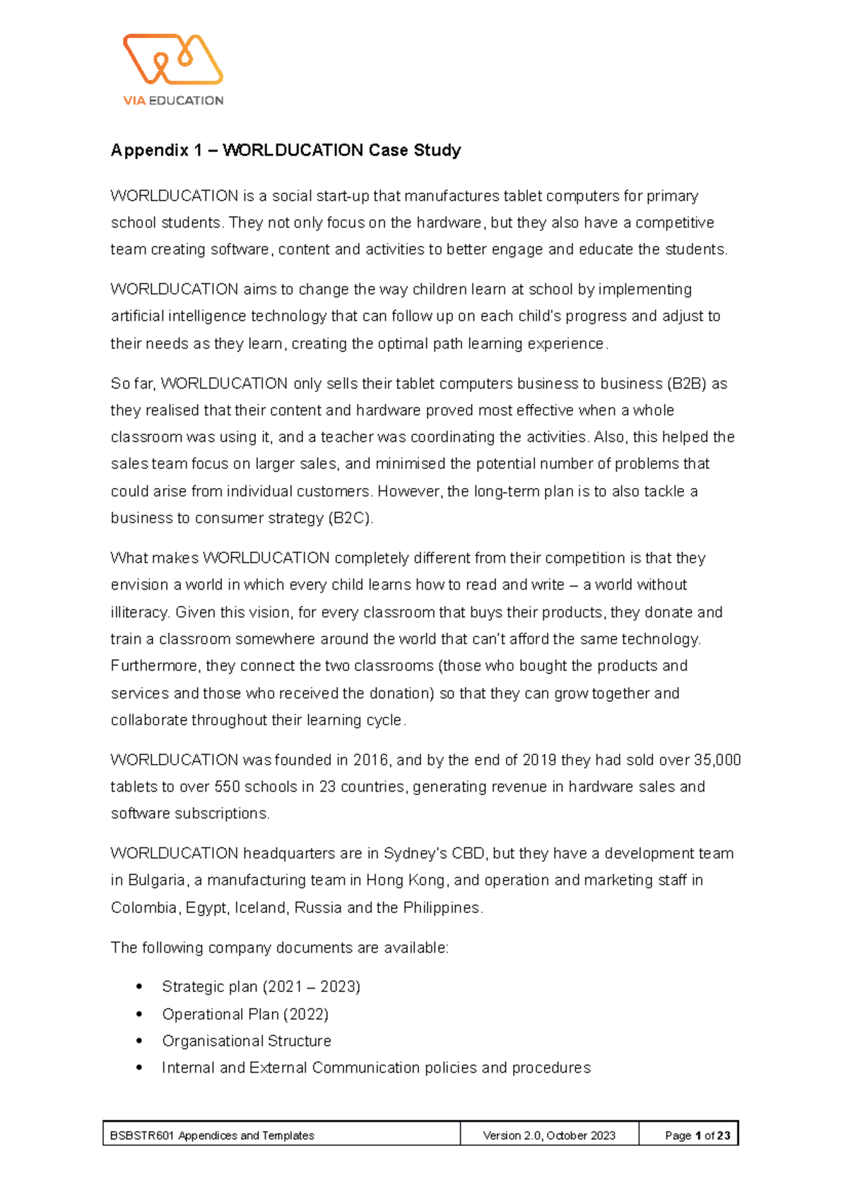 7. Bsbstr 601 Appendices and templates V2 - Appendix 1 – WORLDUCATION ...