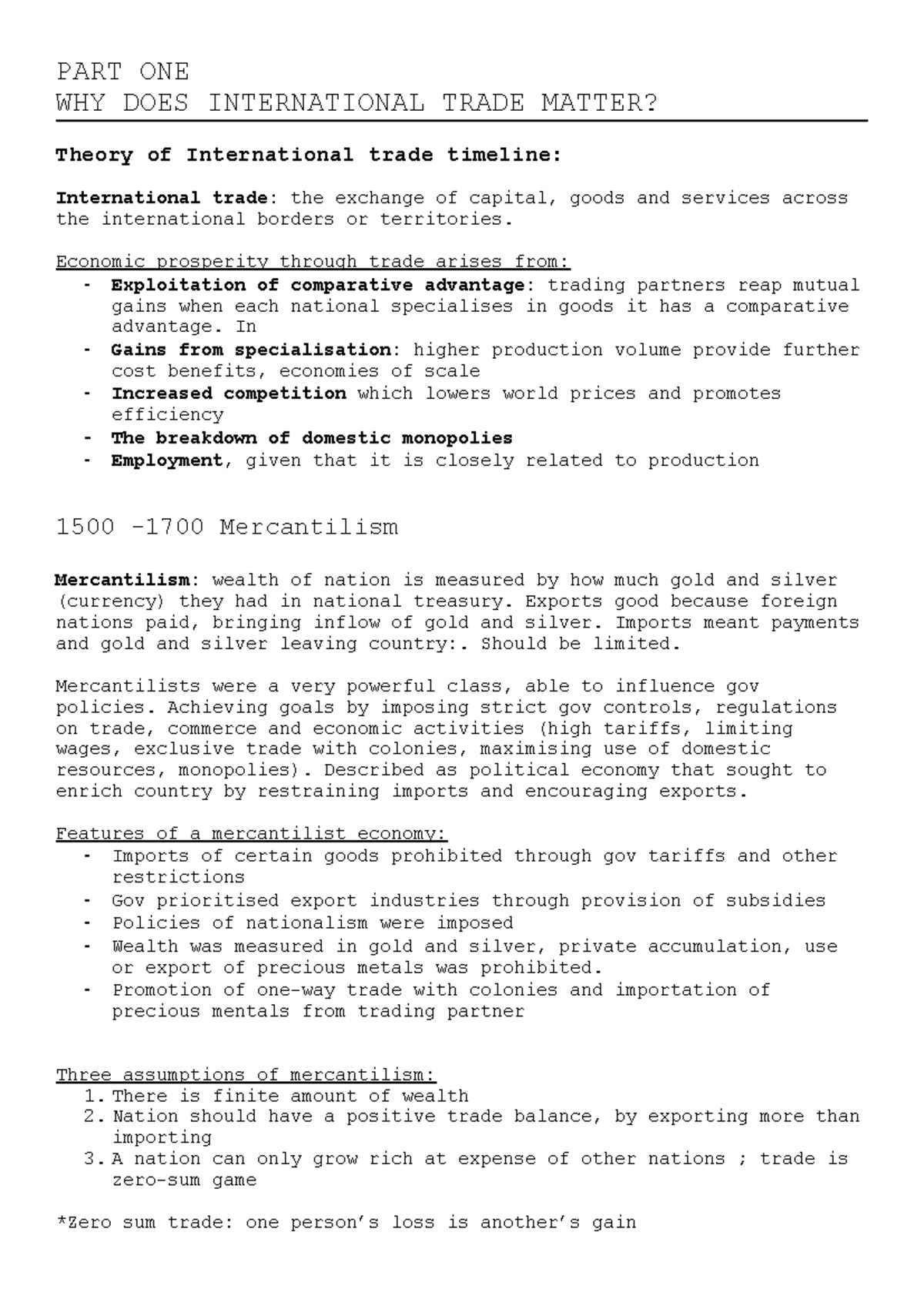 International Trade Notes: Key Theories and Economic Impacts - Studocu