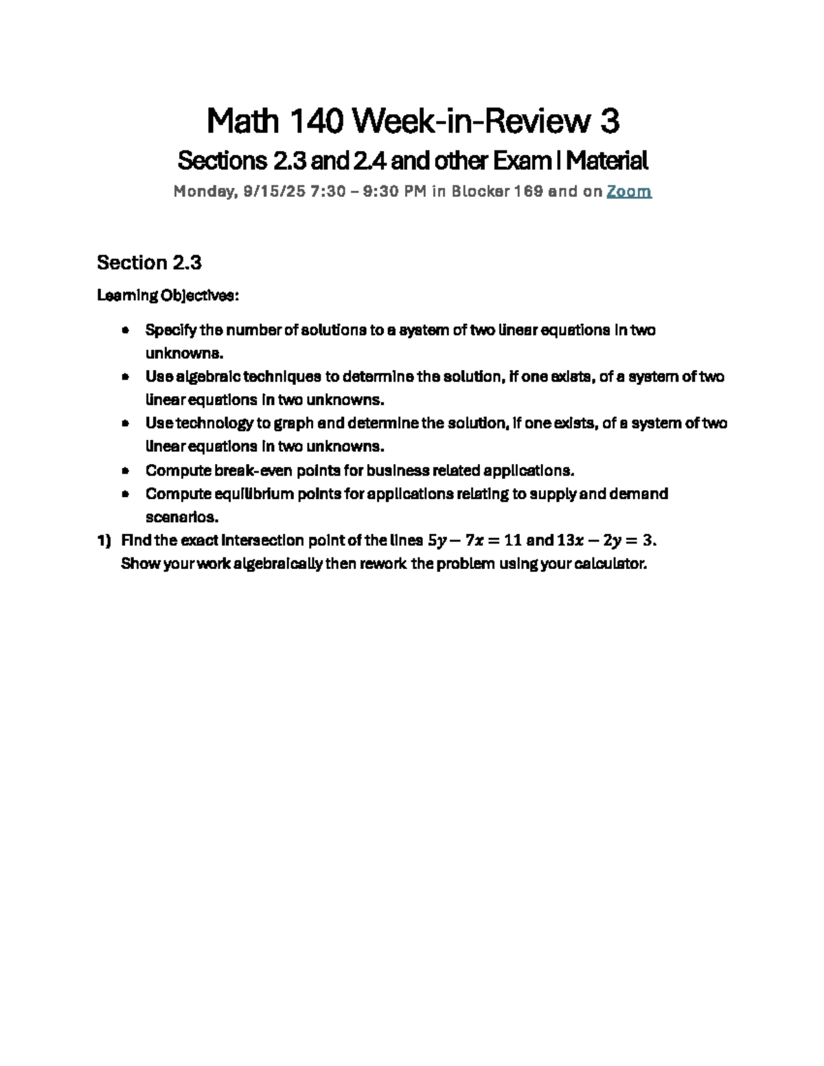 Math 140 Week-in-Review 3: Exam I Material - Studocu