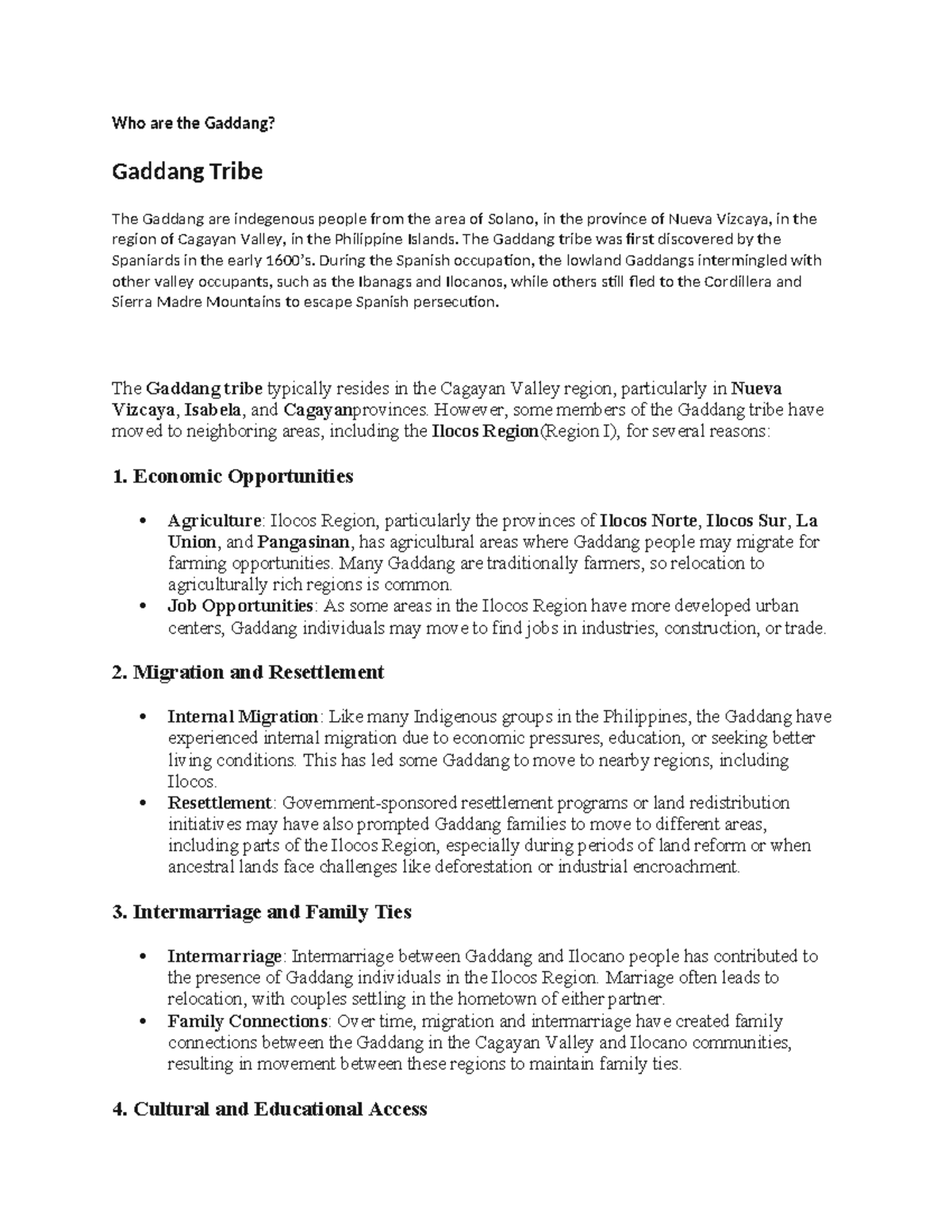 Gaddang Culture: Traditions, Migration, and Modern Influences Report ...