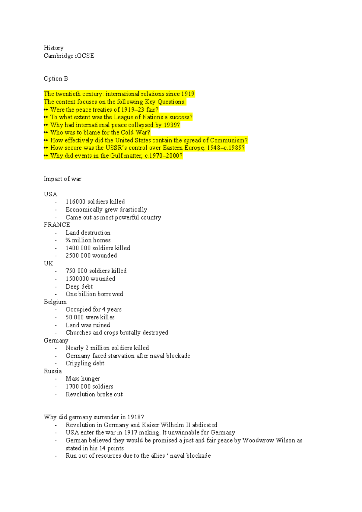 Cambridge IGCSE History Option B: International Relations 1919-39 Study ...